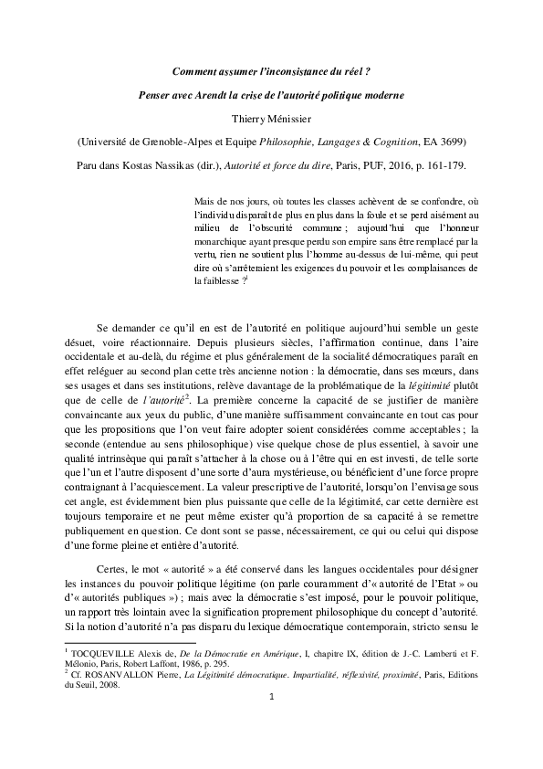 pouvoir et autorité philosophie