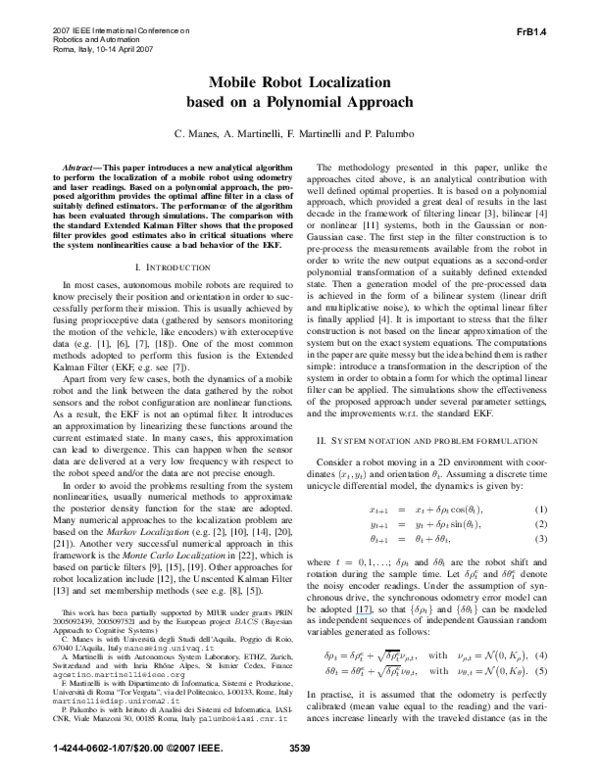 Pdf Mobile Robot Localization Based On A Polynomial Approach