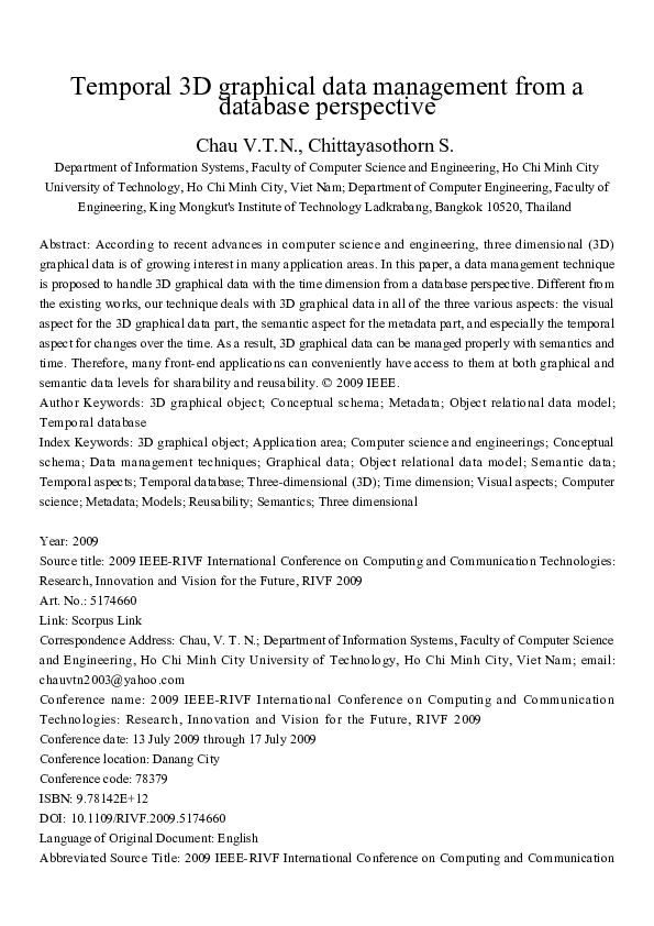(PDF) Temporal 3D Graphical Data Management from a Database Perspective