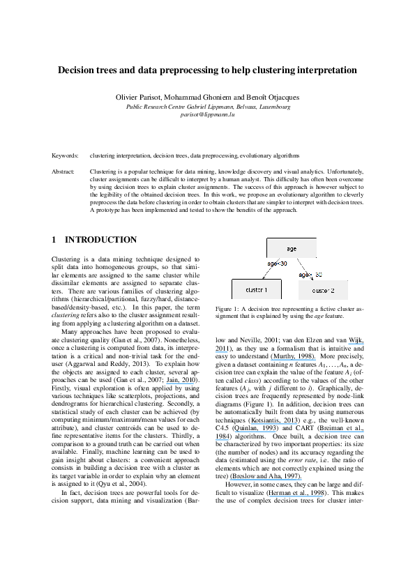 Pdf Decision Trees And Data Preprocessing To Help Clustering