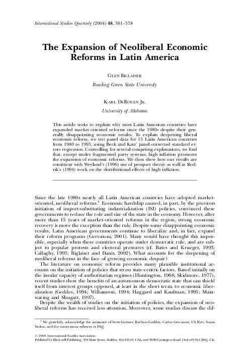 (PDF) The Expansion of Neoliberal Economic Reforms in Latin America