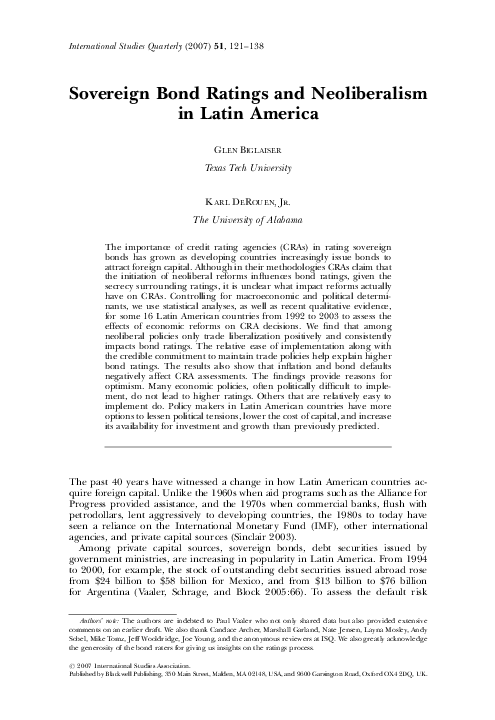 (PDF) Sovereign Bond Ratings and Neoliberalism in Latin America
