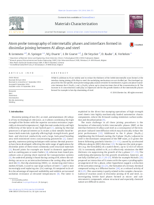 (PDF) Atom probe tomography of intermetallic phases and interfaces ...