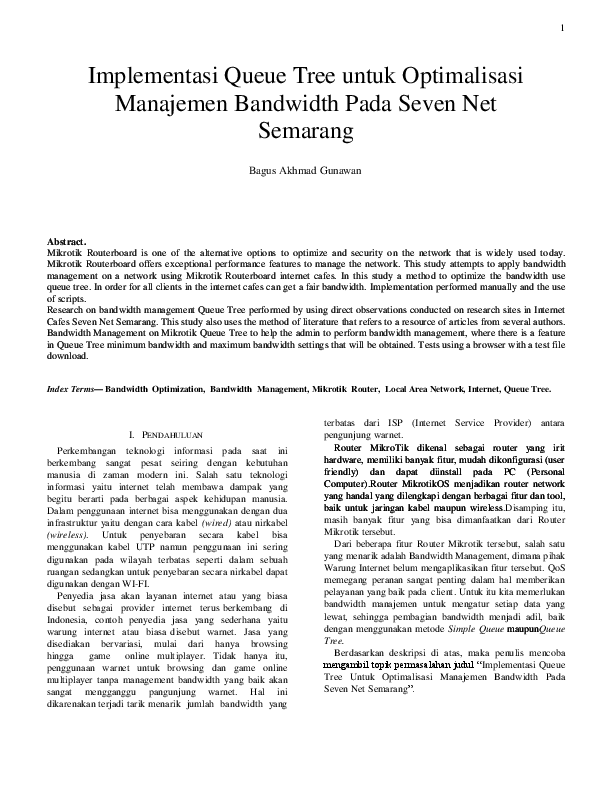 (PDF) Implementasi Queue Tree untuk Optimalisasi Manajemen Bandwidth