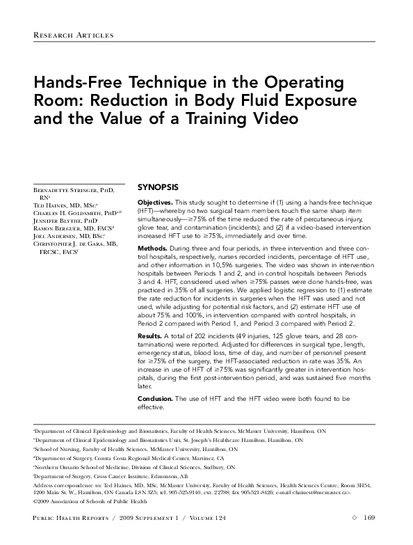 (PDF) Hands-Free Technique in the Operating Room: Reduction in Body ...
