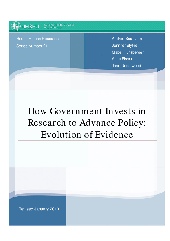 (PDF) How Government Invests in Research to Advance Policy: Evolution ...