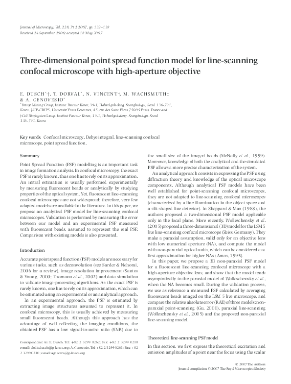 (PDF) Three-dimensional point spread function model for line-scanning ...