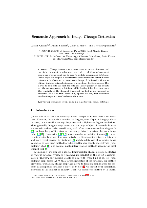 (PDF) Semantic Approach in Image Change Detection