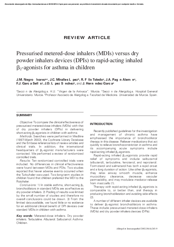 (PDF) Pressurised metered-dose inhalers (MDIs) versus dry powder ...