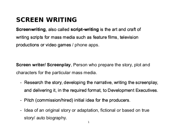 (DOC) SCREEN WRITING