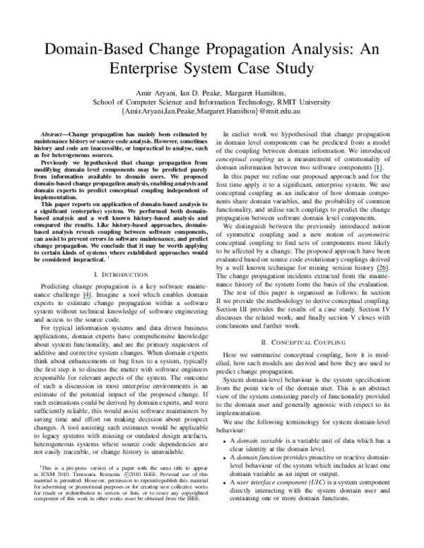 (PDF) Domain-based change propagation analysis: An enterprise system case study
