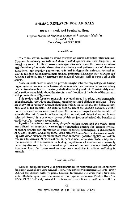 (PDF) ANIMAL RESEARCH FOR ANIMALS