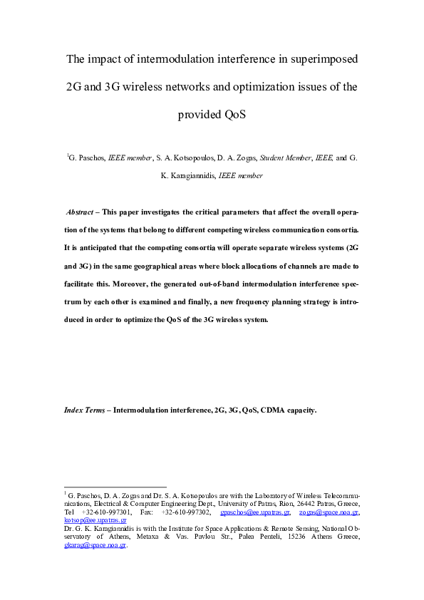 (PDF) The impact of intermodulation interference in superimposed 2G and ...