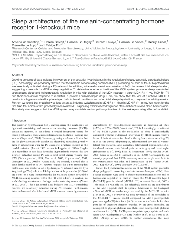(PDF) Sleep architecture of the melanin-concentrating hormone receptor ...