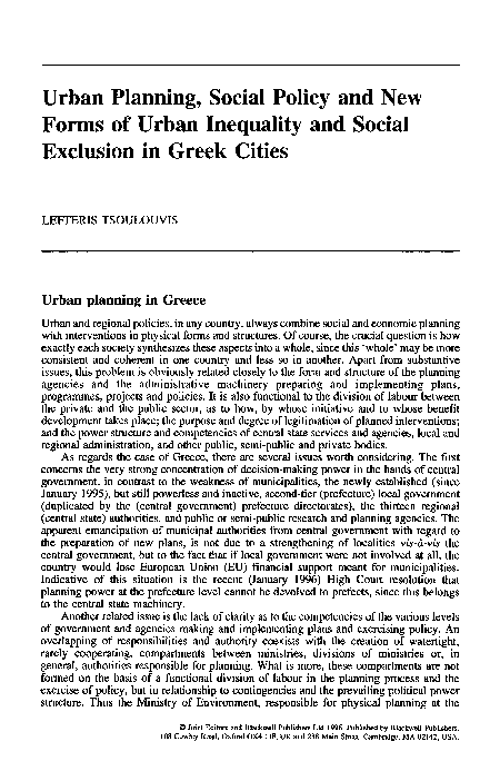 (PDF) Urban Planning, Social Policy and New Forms of Urban Inequality ...