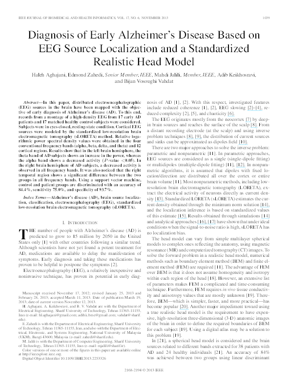(PDF) Diagnosis of early Alzheimer's disease based on EEG source ...