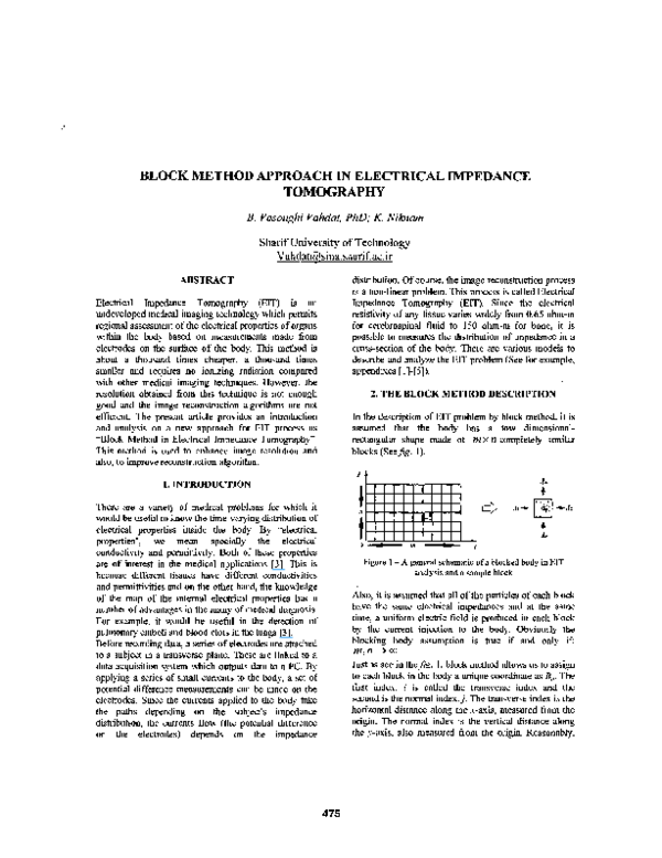 (PDF) Block method approach in electrical impedance tomography