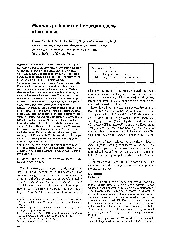 (PDF) Platanus pollen as an important cause of pollinosis