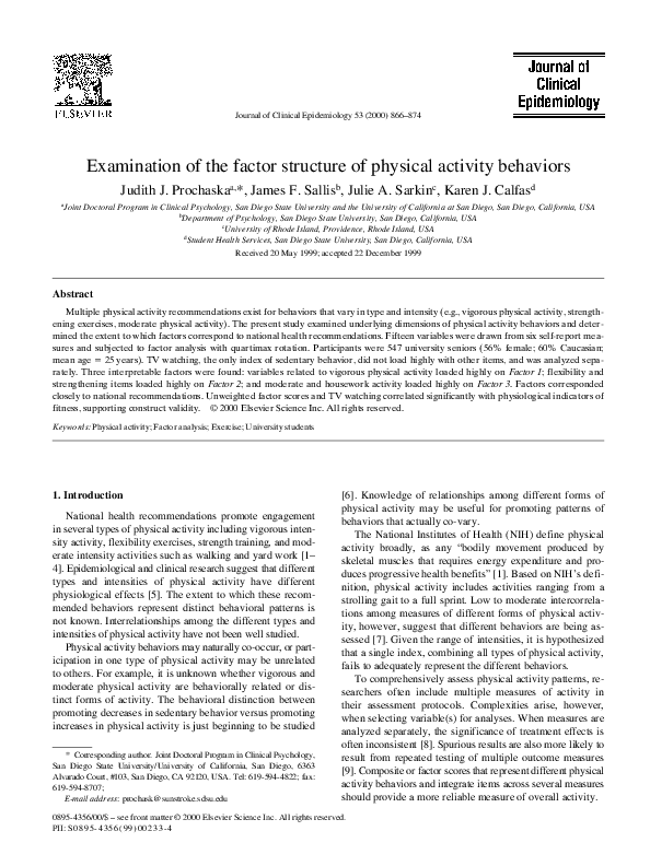(PDF) Examination of the factor structure of physical activity behaviors