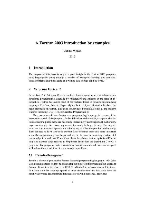 (PDF) A Fortran 2003 introduction by examples