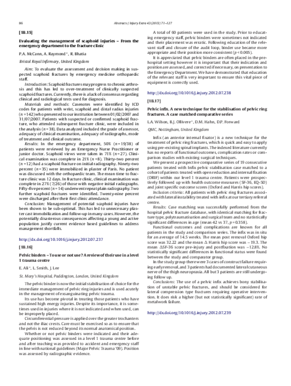 (PDF) Pelvic binders – To use or not use? A review of their use in a ...