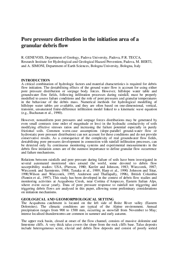 (PDF) Pore pressure distribution in the initiation area of a granular ...