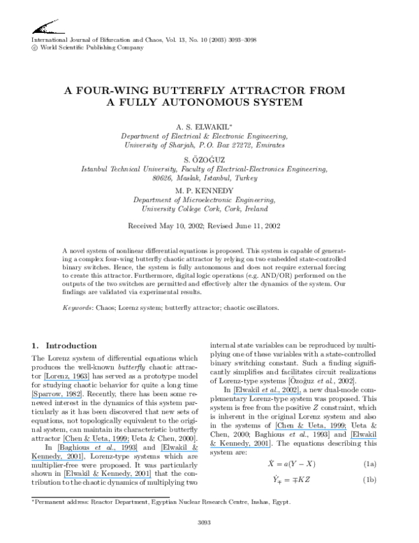 (PDF) A Four-Wing Butterfly Attractor from a Fully Autonomous System
