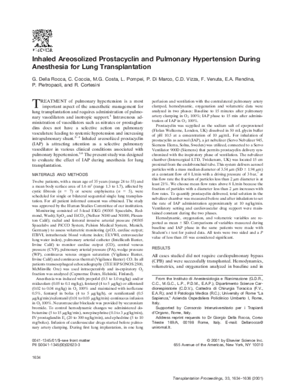 (PDF) Inhaled areosolized prostacyclin and pulmonary hypertension ...