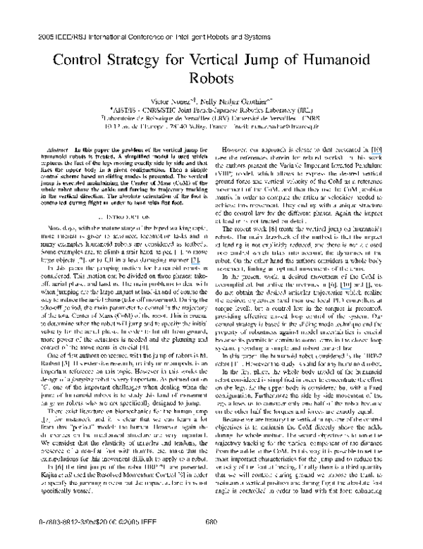(PDF) Control strategy for vertical jump of humanoid robots