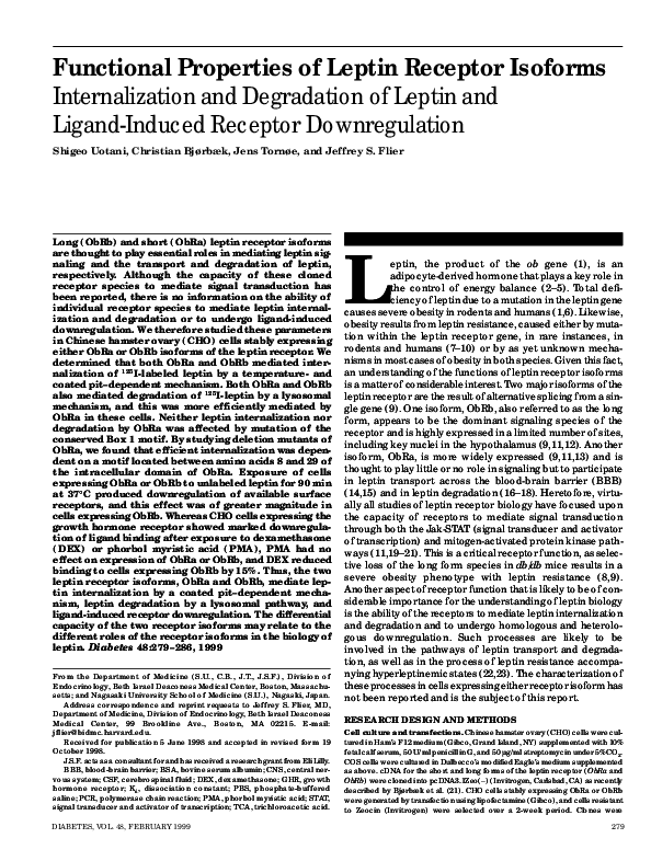 (PDF) Functional Properties of Leptin Receptor Isoforms Containing the ...