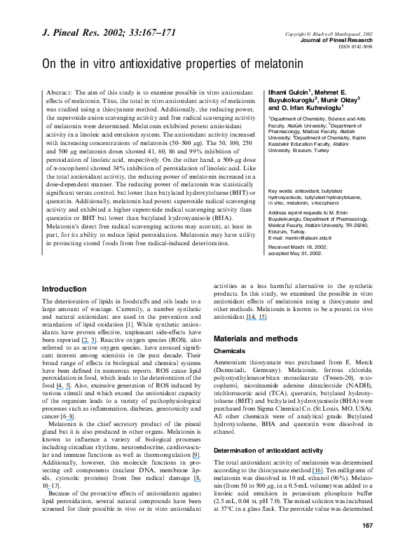 (PDF) On the in vitro antioxidative properties of melatonin