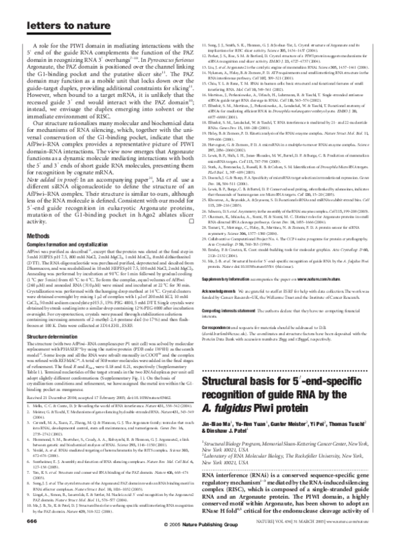 (PDF) Structural basis for 5'-end-specific recognition of guide RNA by ...