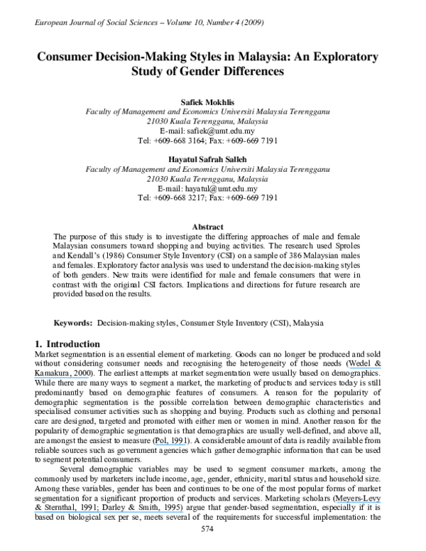 (PDF) Consumer Decision-Making Styles in Malaysia: An Exploratory Study ...