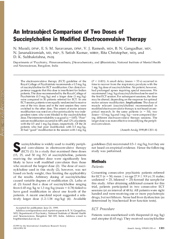 (PDF) An Intrasubject Comparison of Two Doses of Succinylcholine in ...