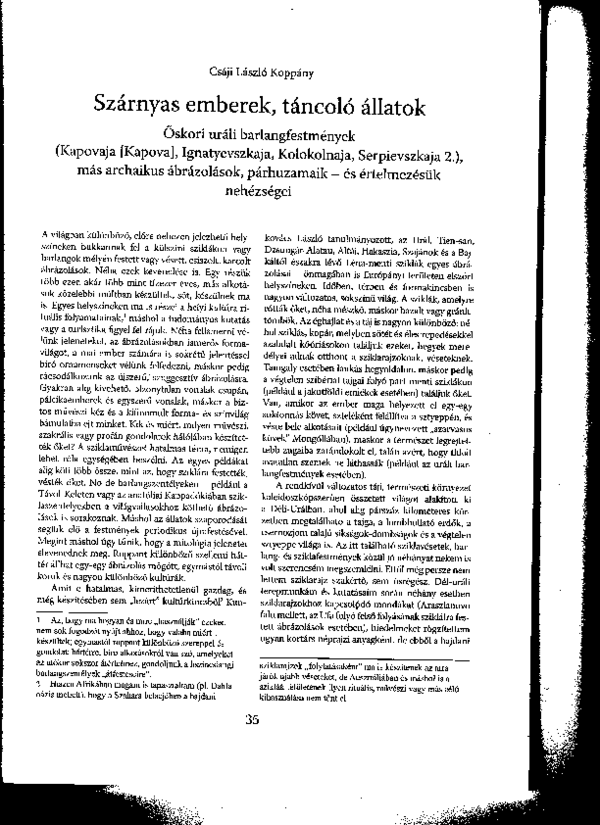 (PDF) Csáji László Koppány: Szárnyas emberek, táncoló állatok. Őskori ...