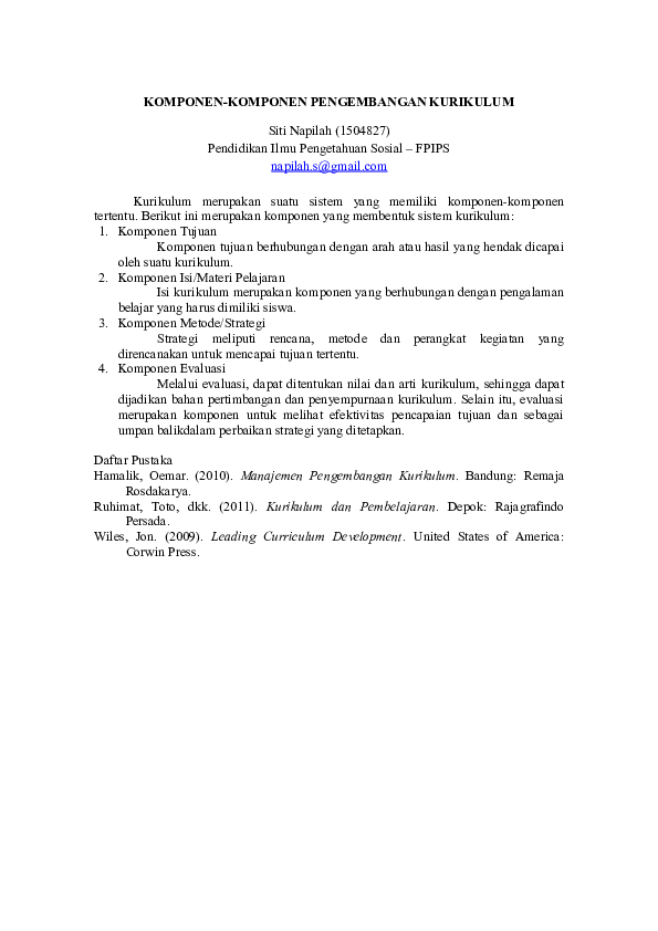 (DOC) Komponen-Komponen Kurikulum