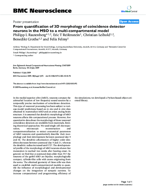 (PDF) From quantification of 3D morphology of coincidence detector ...