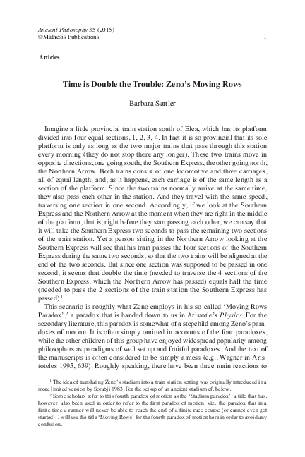 (PDF) Time is Double the Trouble: Zeno's Moving Rows