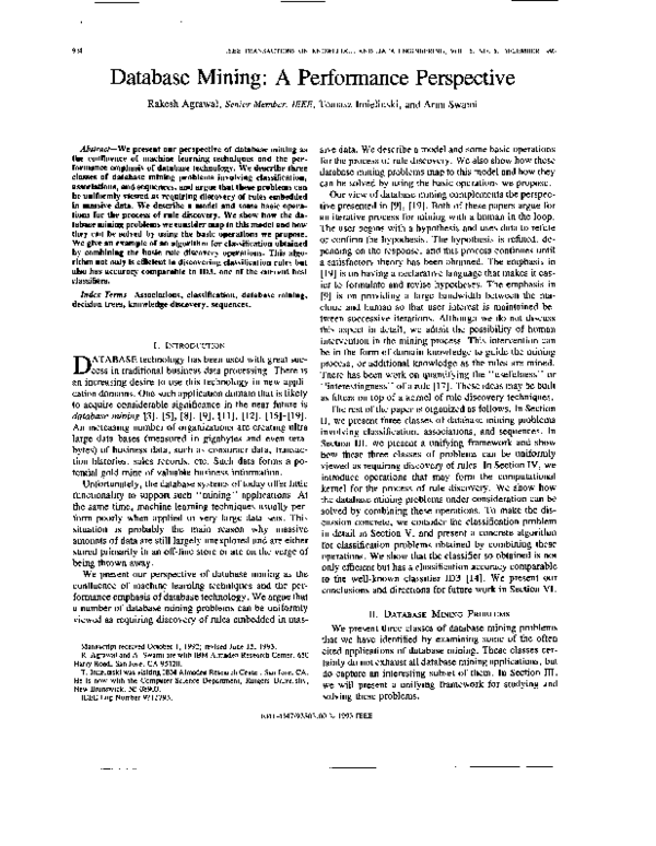 (PDF) Database Mining: A Performance Perspective