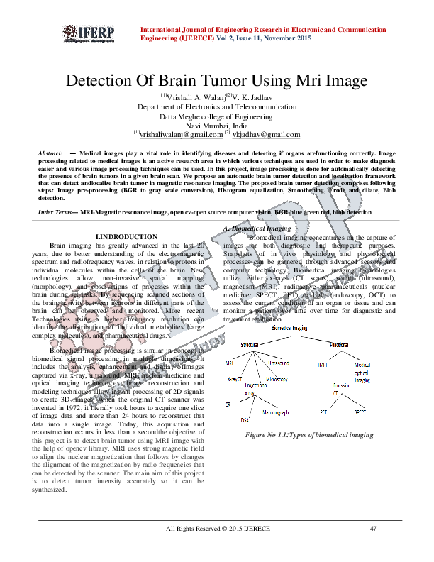 (PDF) Detection Of Brain Tumor Using Mri Image