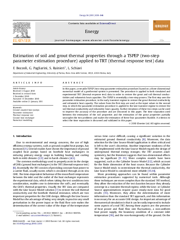 (PDF) Estimation of soil and grout thermal properties through a TSPEP ...