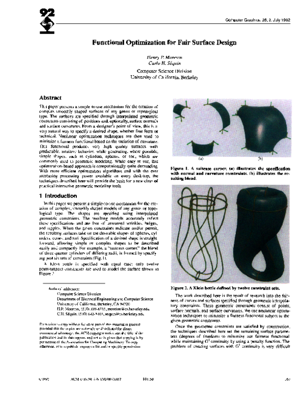 (PDF) Functional optimization for fair surface design