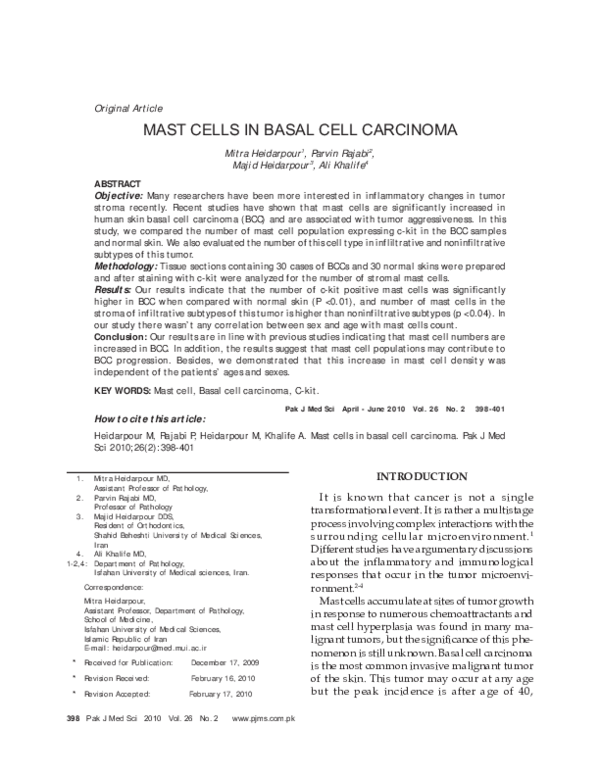 (PDF) Mast cells in basal cell carcinoma | Parvin Rajabi - Academia.edu