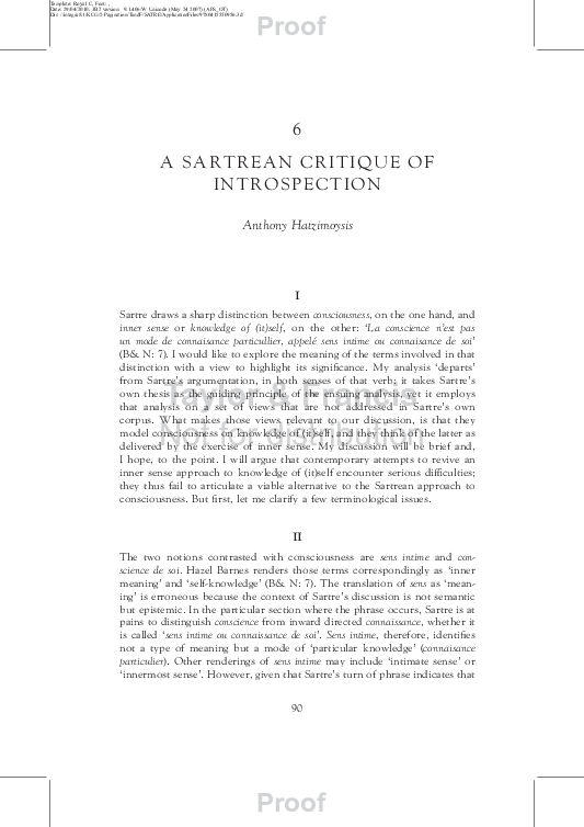 (PDF) A Sartrean Critique of Introspection