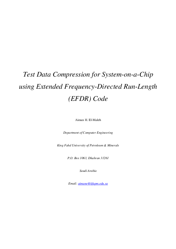 Pdf Test Data Compression For System On A Chip Using Extended