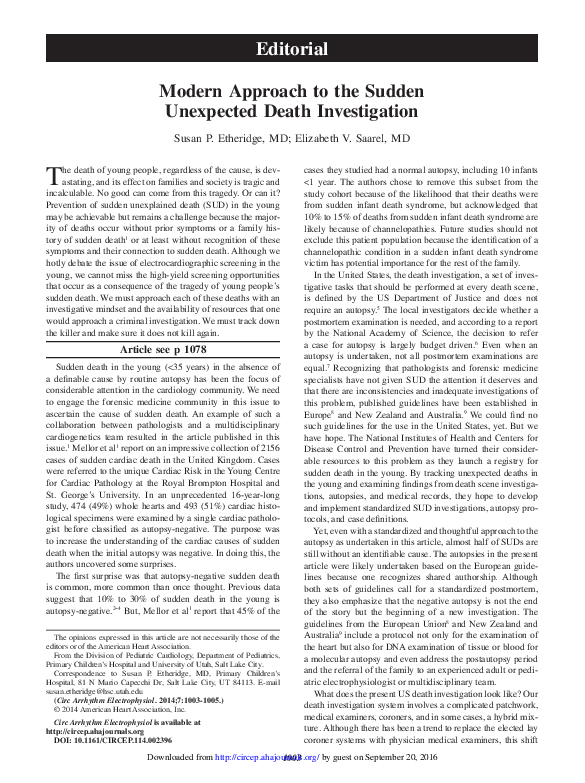 (PDF) Modern approach to the sudden unexpected death investigation