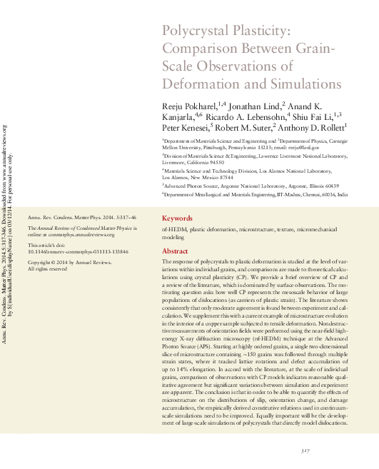(PDF) Polycrystal Plasticity: Comparison Between Grain - Scale ...