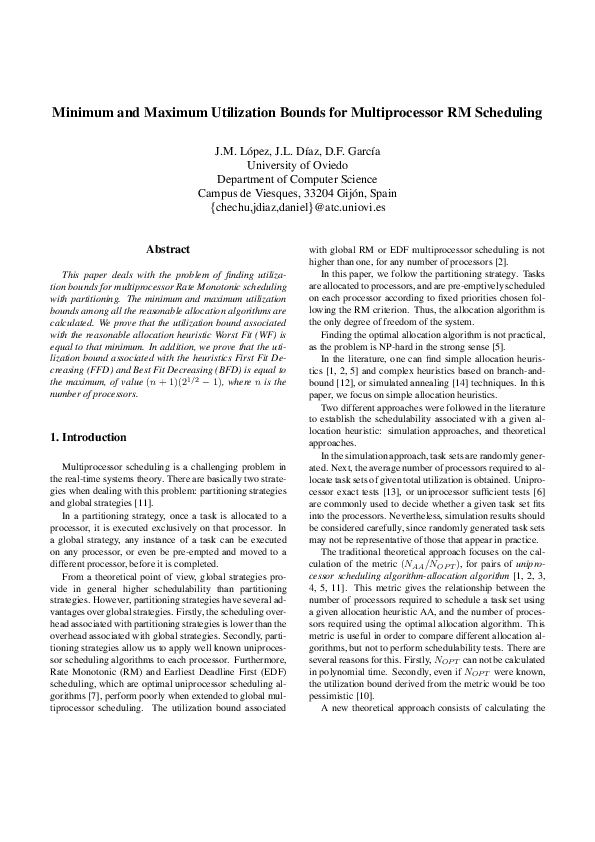 Pdf Minimum And Maximum Utilization Bounds For Multiprocessor Rm Scheduling