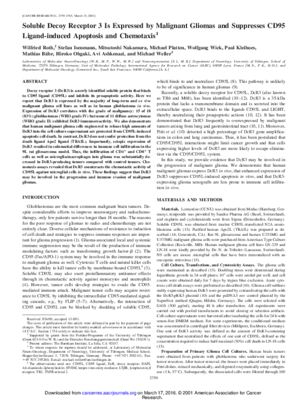 (PDF) Soluble Decoy Receptor 3 Is Expressed by Malignant Gliomas and ...