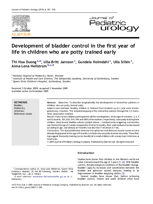 (PDF) Development of bladder control in the first year of life in ...